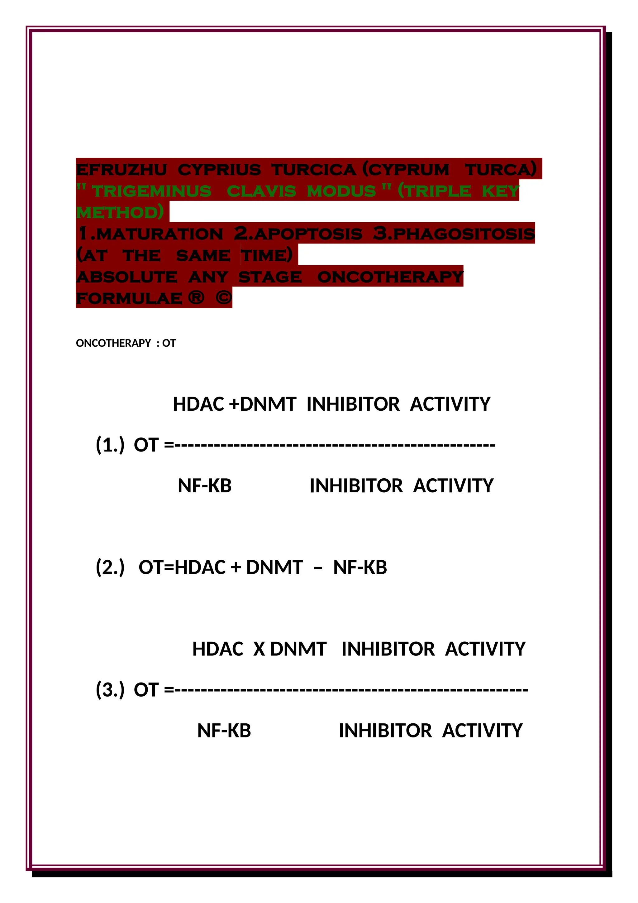 EFRUZHU ONCOTHERAPY FORMULAE..docx..... | DOCX
