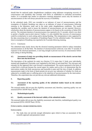 EFSA Opinion on electrical requirements for poultry waterbath stunning ...