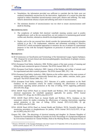 EFSA Opinion on electrical requirements for poultry waterbath stunning ...