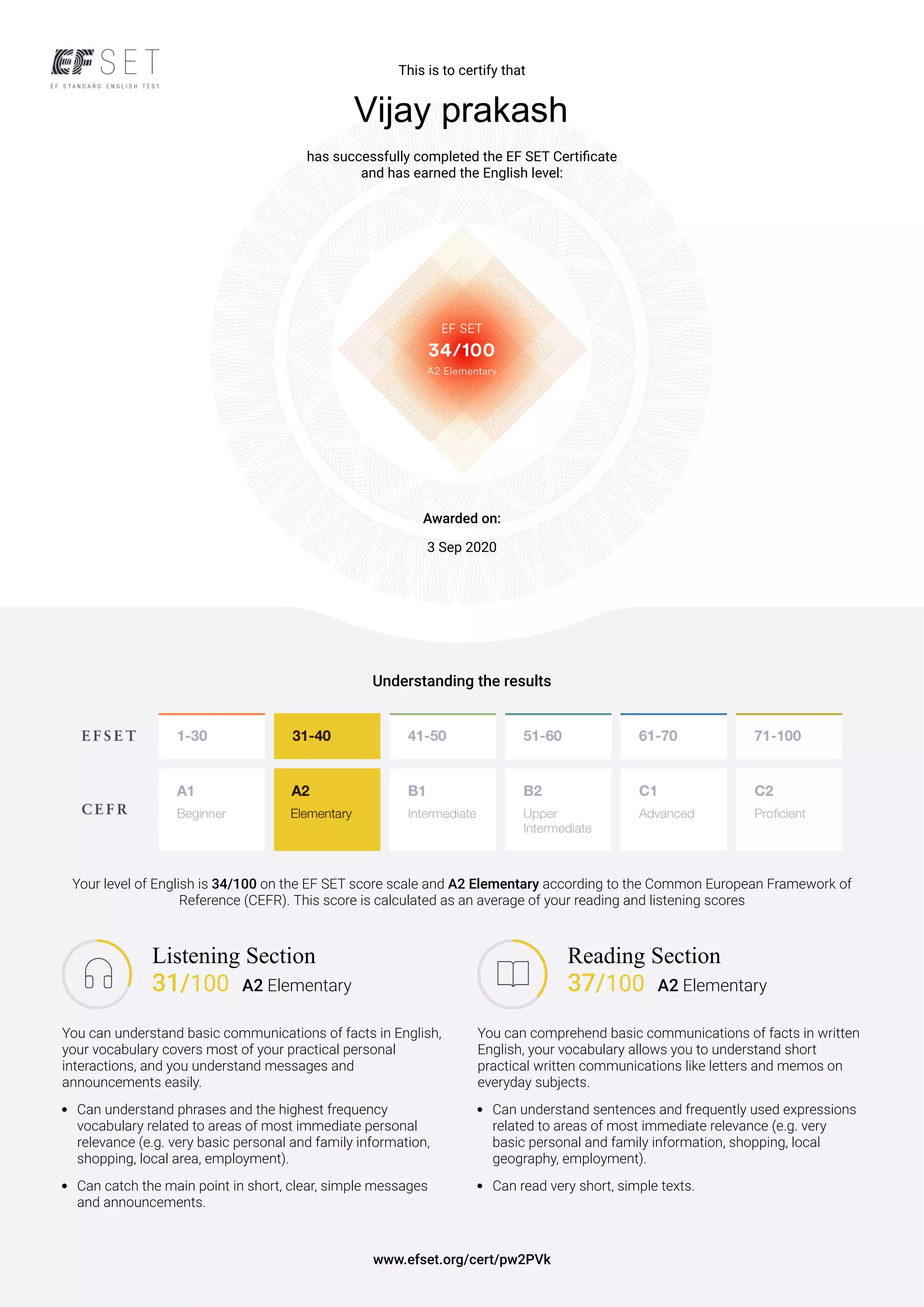 Ef set english certificate | PDF