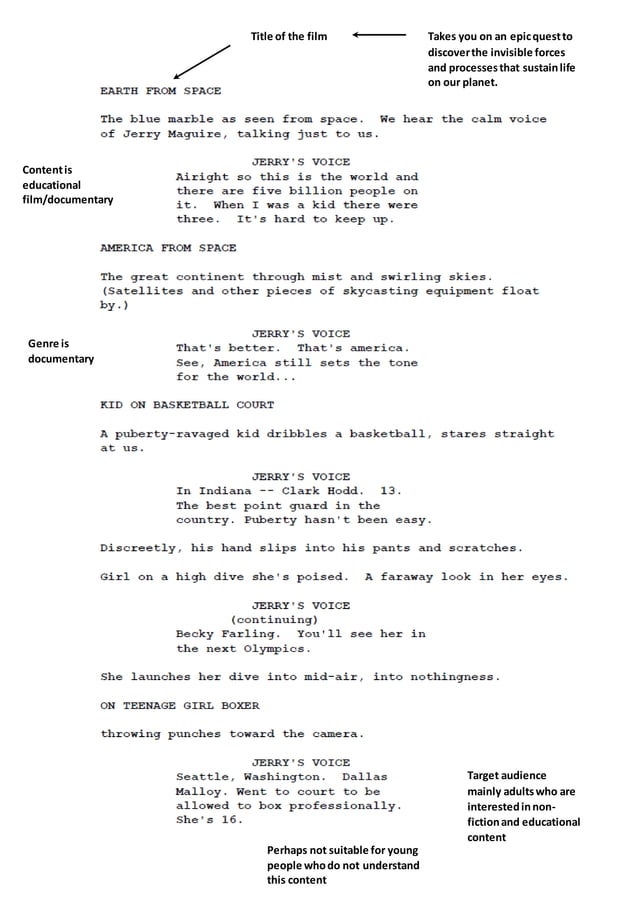 FILM SCRIPT: EARTH FROM SPACE | DOCX