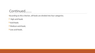 Classification of Food based on Ph and Perishability | PPT