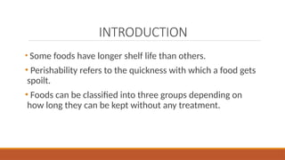 Classification of Food based on Ph and Perishability | PPT