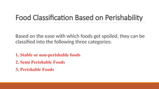 Classification of Food based on Ph and Perishability | PPT