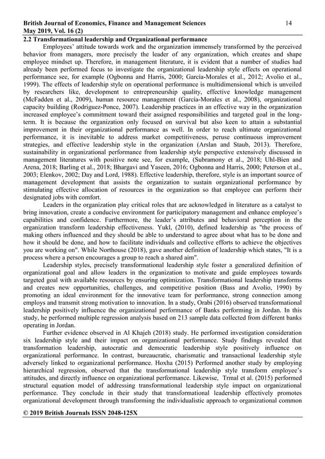 effects of transformational leadership on performance | PDF