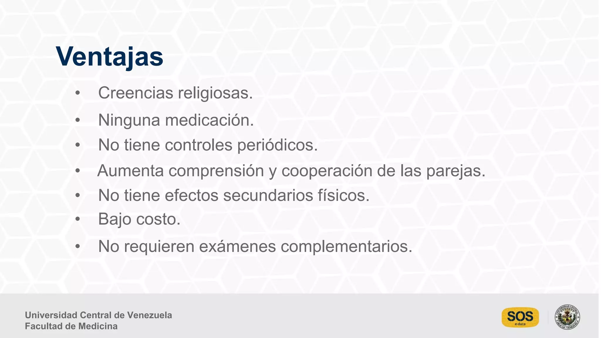 Métodos Anticonceptivos: aspectos generales, métodos naturales y de ...