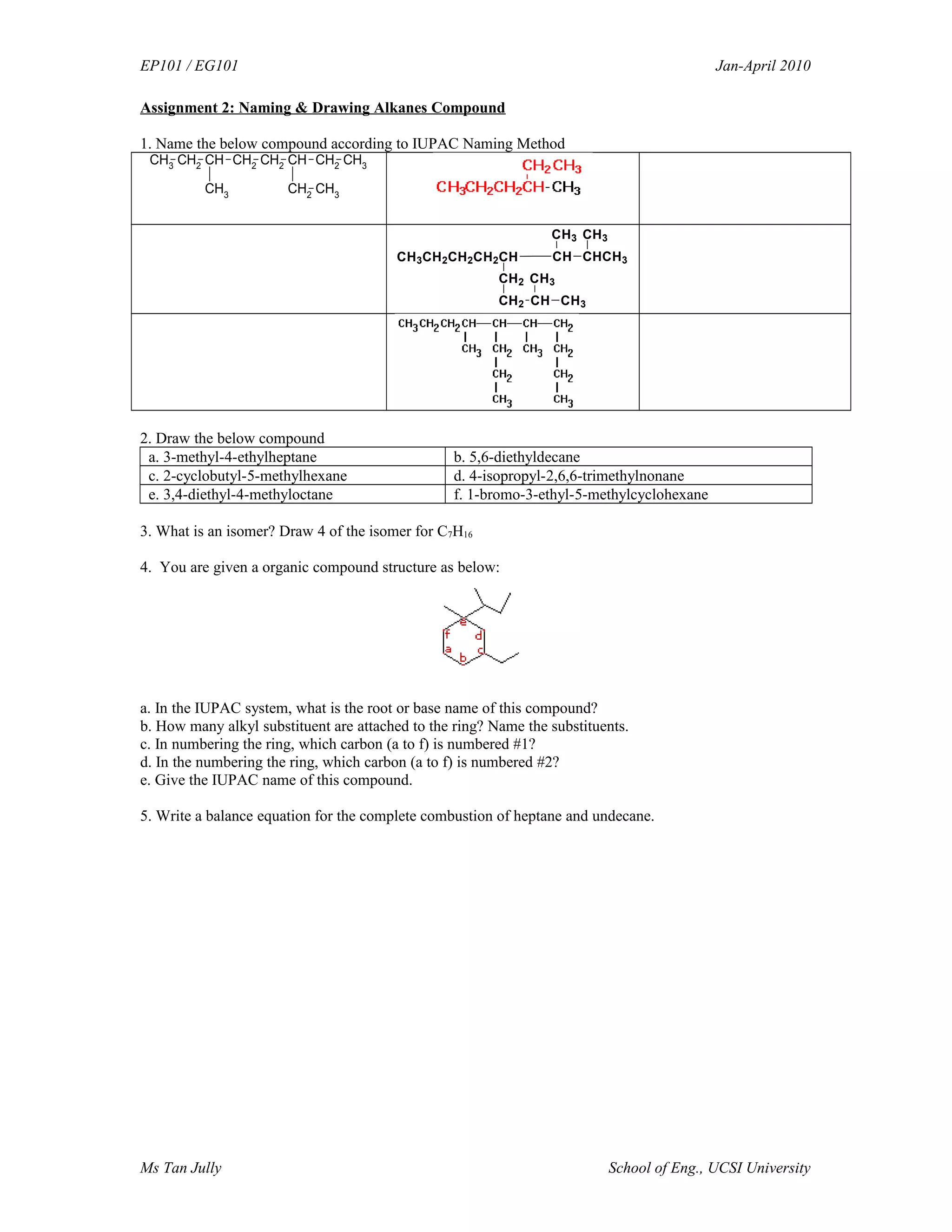Organic Chemistry Assignment 2 | DOC