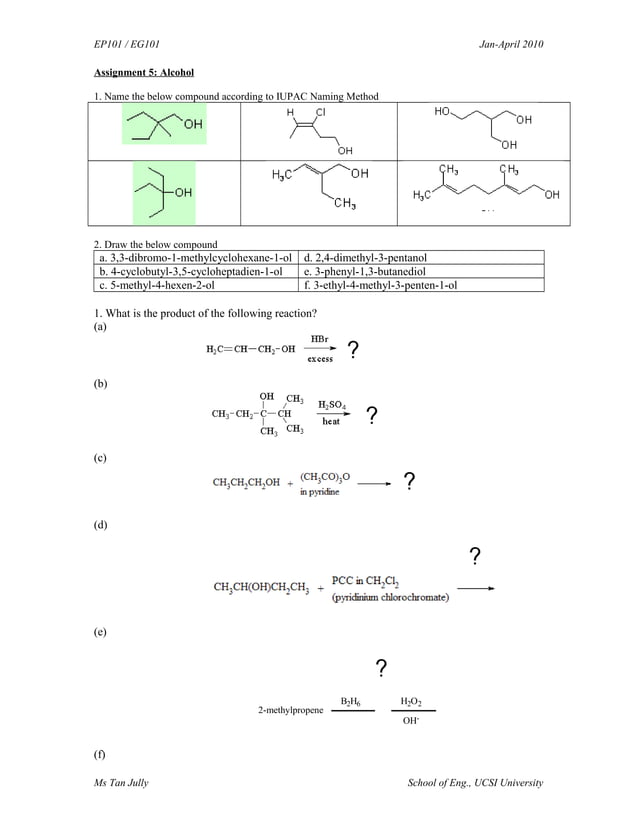 Organic Chemistry Assignment 5 | DOC