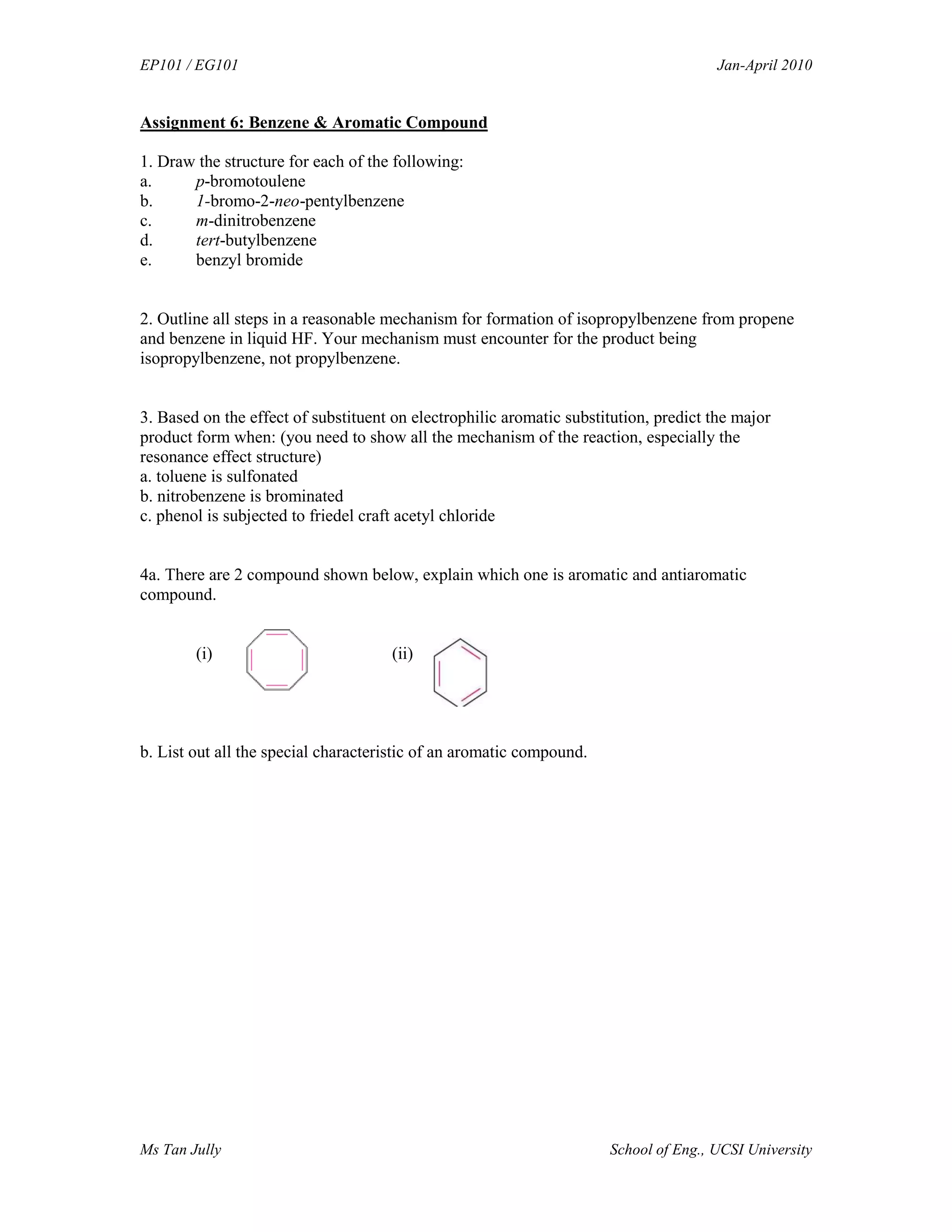 Organic Chemistry Assignment 6 | PDF