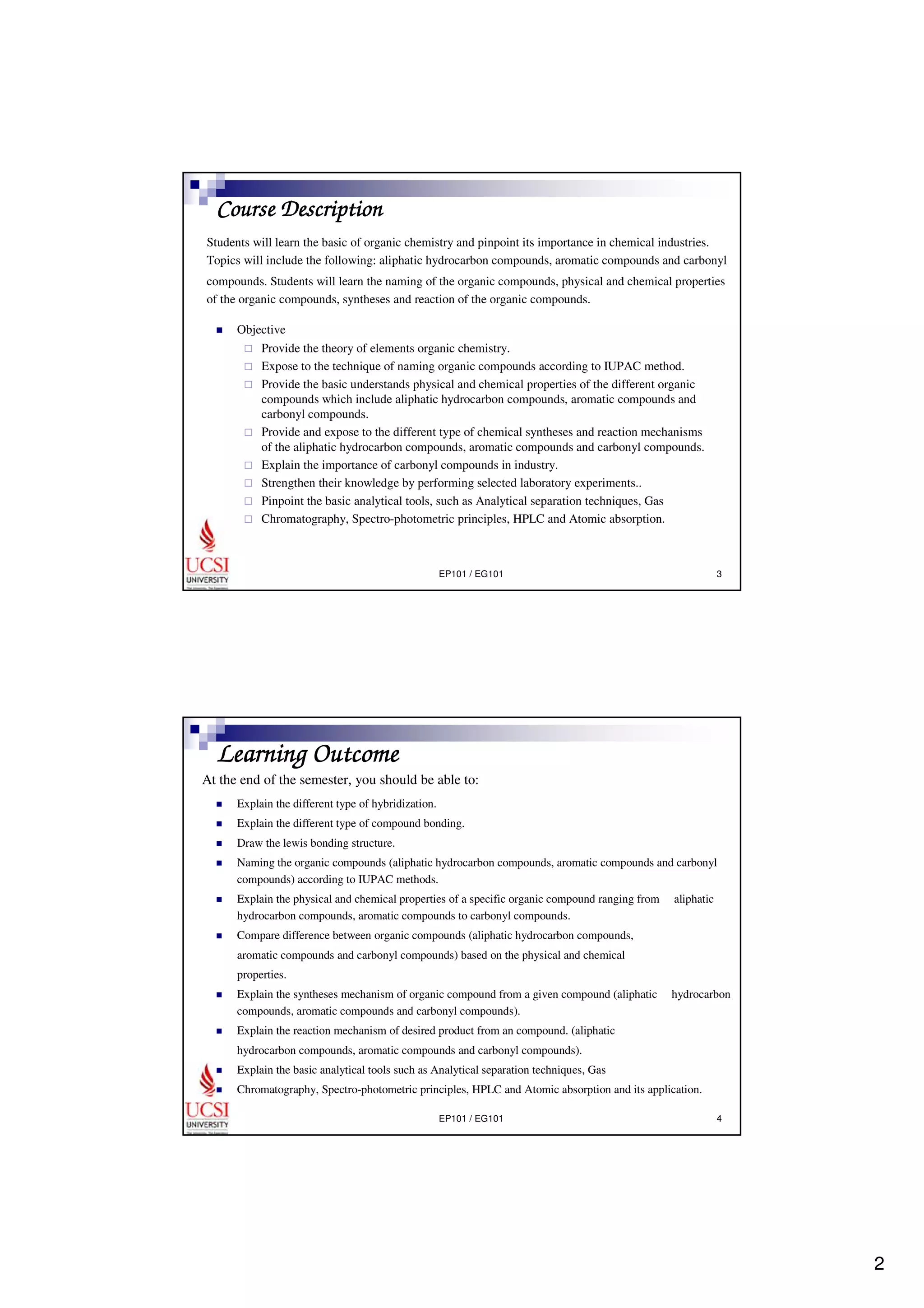 EP101 EG101 Chemistry in UCSI University | PDF
