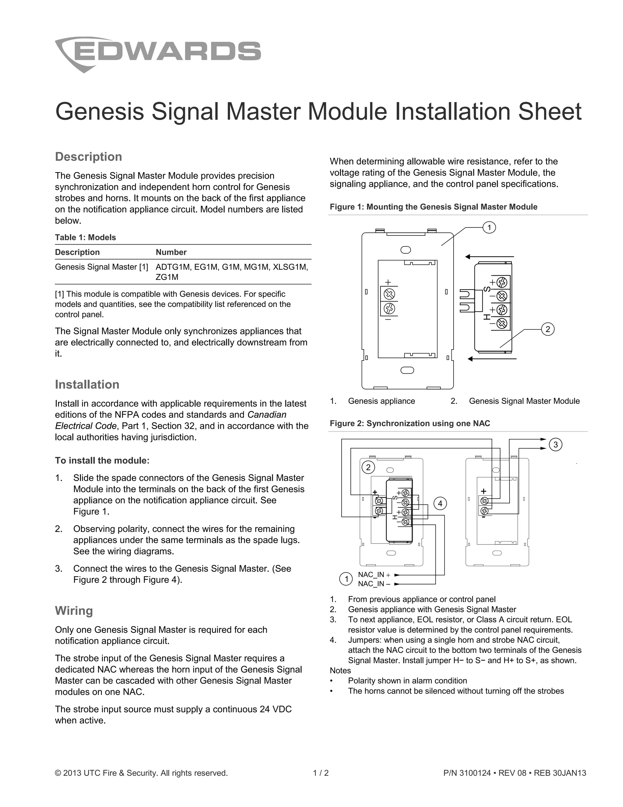Edwards Signaling EG1M Installation Manual | PDF