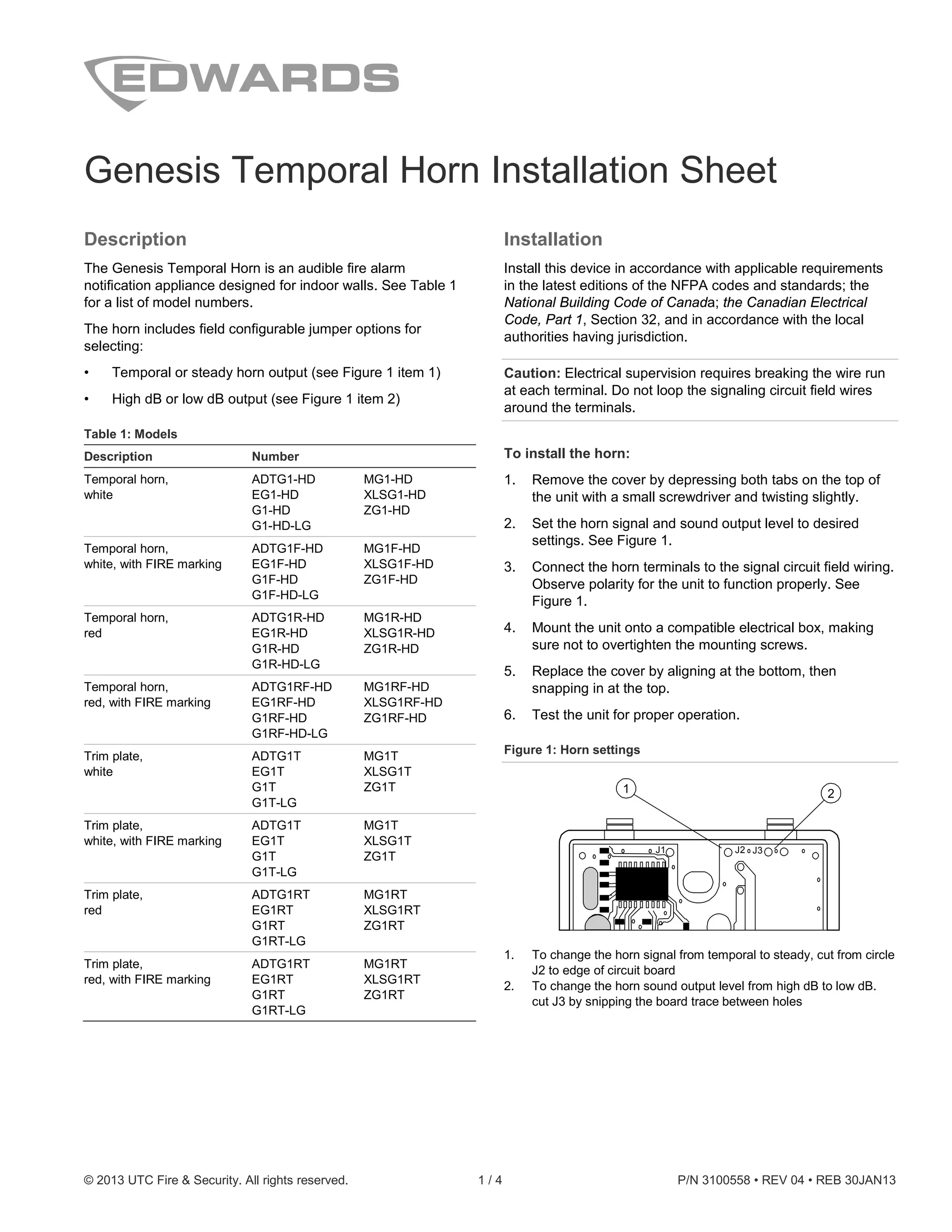 Edwards Signaling EG1RF-HD Installation Manual | PDF