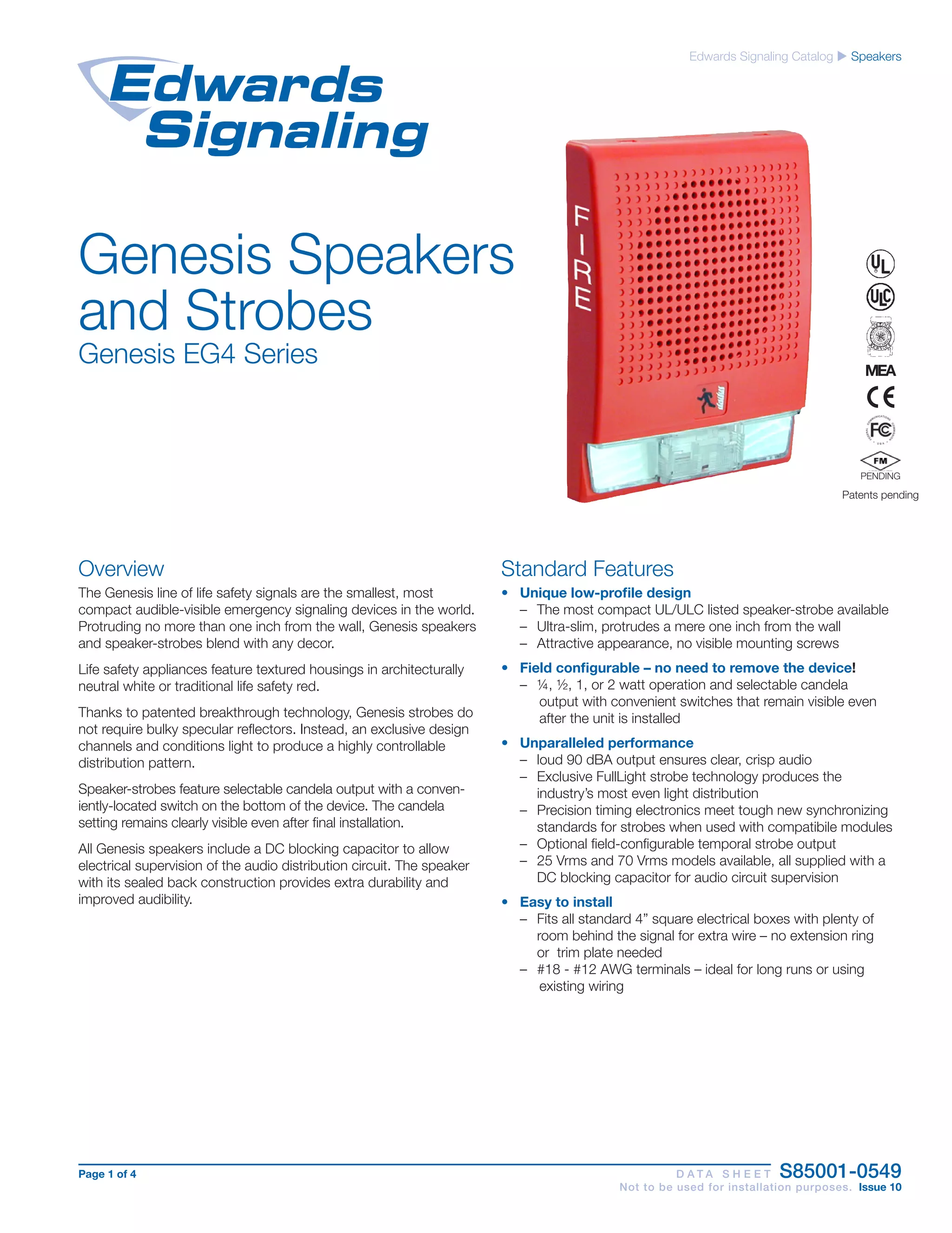Edwards Signaling EG4S2 Data Sheet | PDF