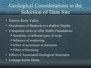 Geology of Dams & Reservoirs | PPT