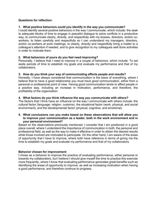 Effective Communication for Today's Leader MOOC - Individual Practice ...