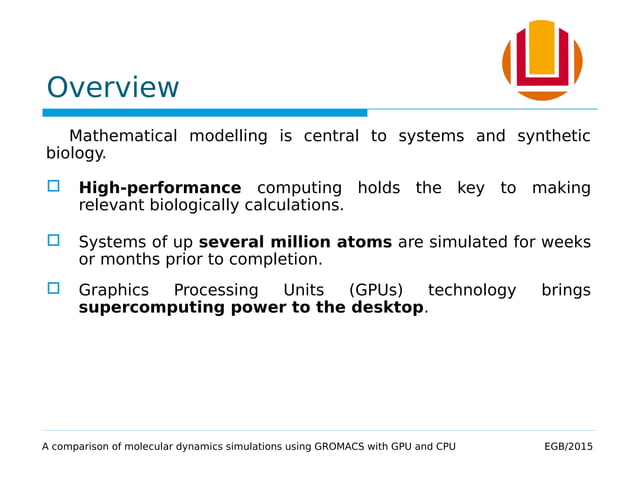 A comparison of molecular dynamics simulations using GROMACS with GPU and CPU | PDF