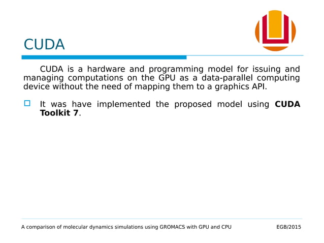 A comparison of molecular dynamics simulations using GROMACS with GPU and CPU | PDF