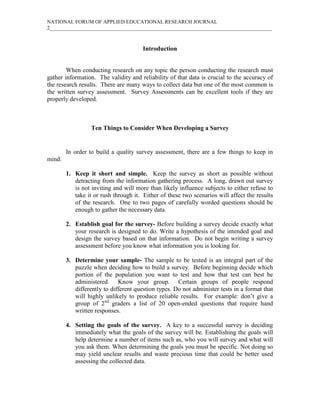 Egbe, rachel ten things to consider when developing a survey or ...