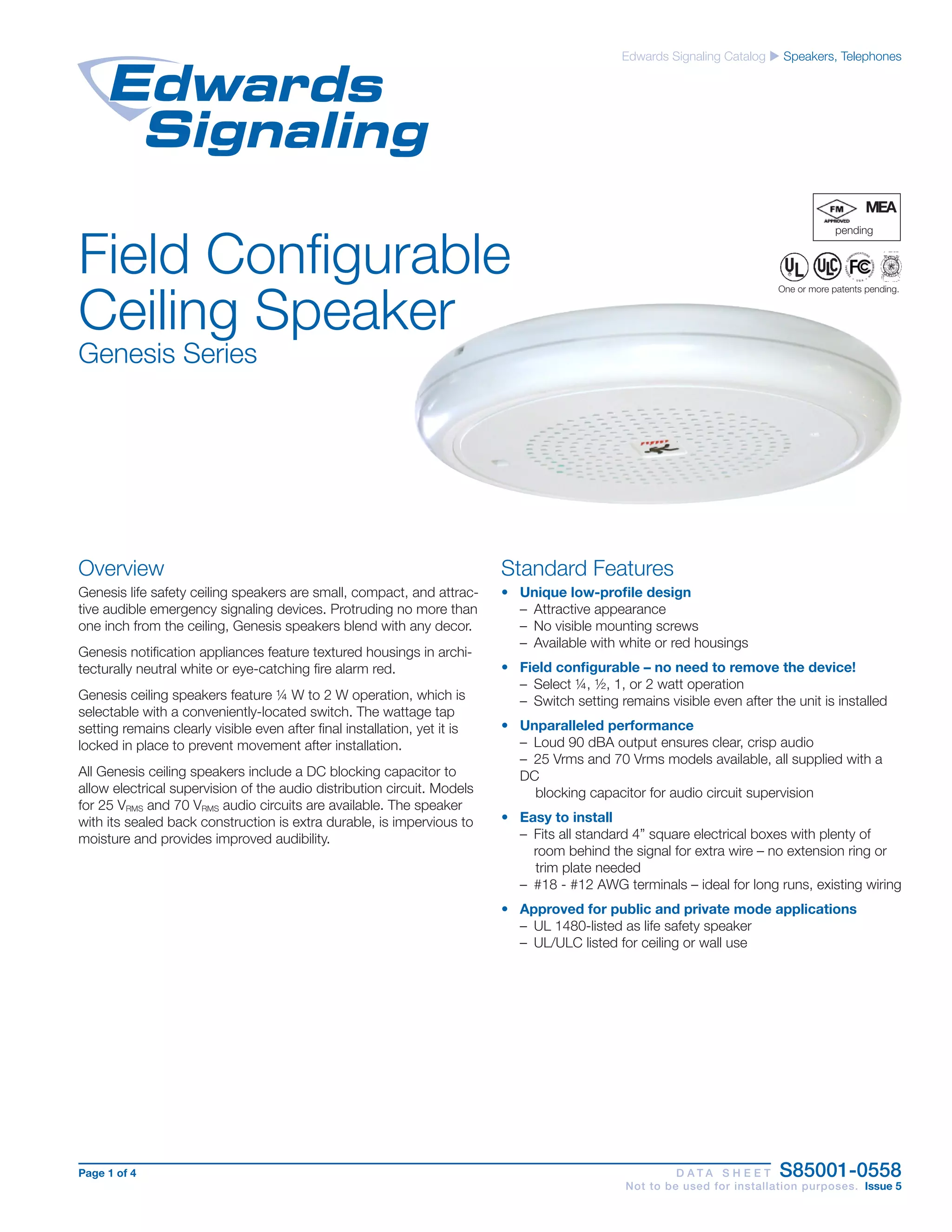 Edwards Signaling EGC-S7 Data Sheet | PDF
