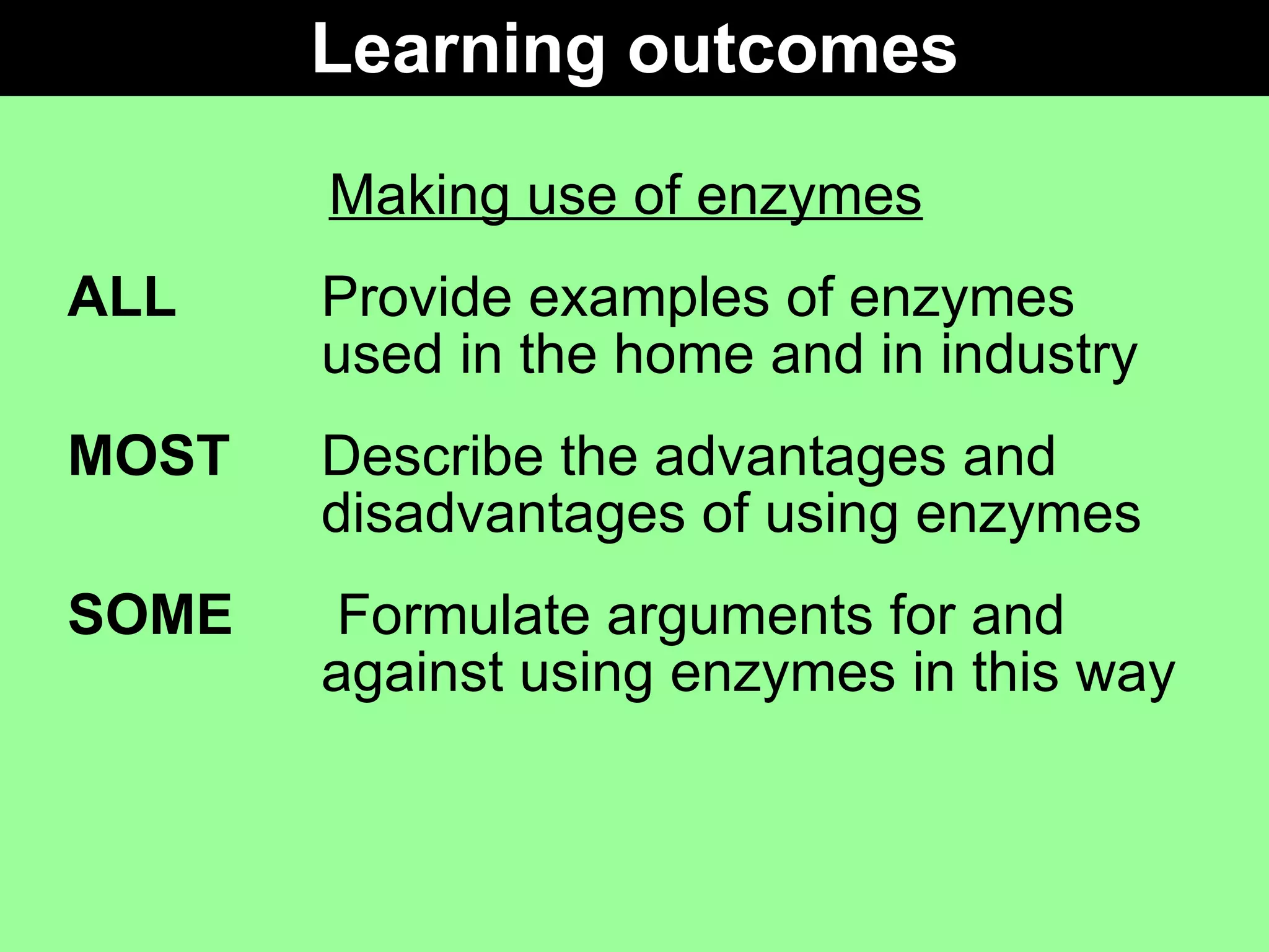 GCSE Biology Making use of enzymes | PPT