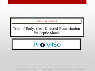Early goal-directed therapy in severe sepsis and septic shock: ProCESS ...