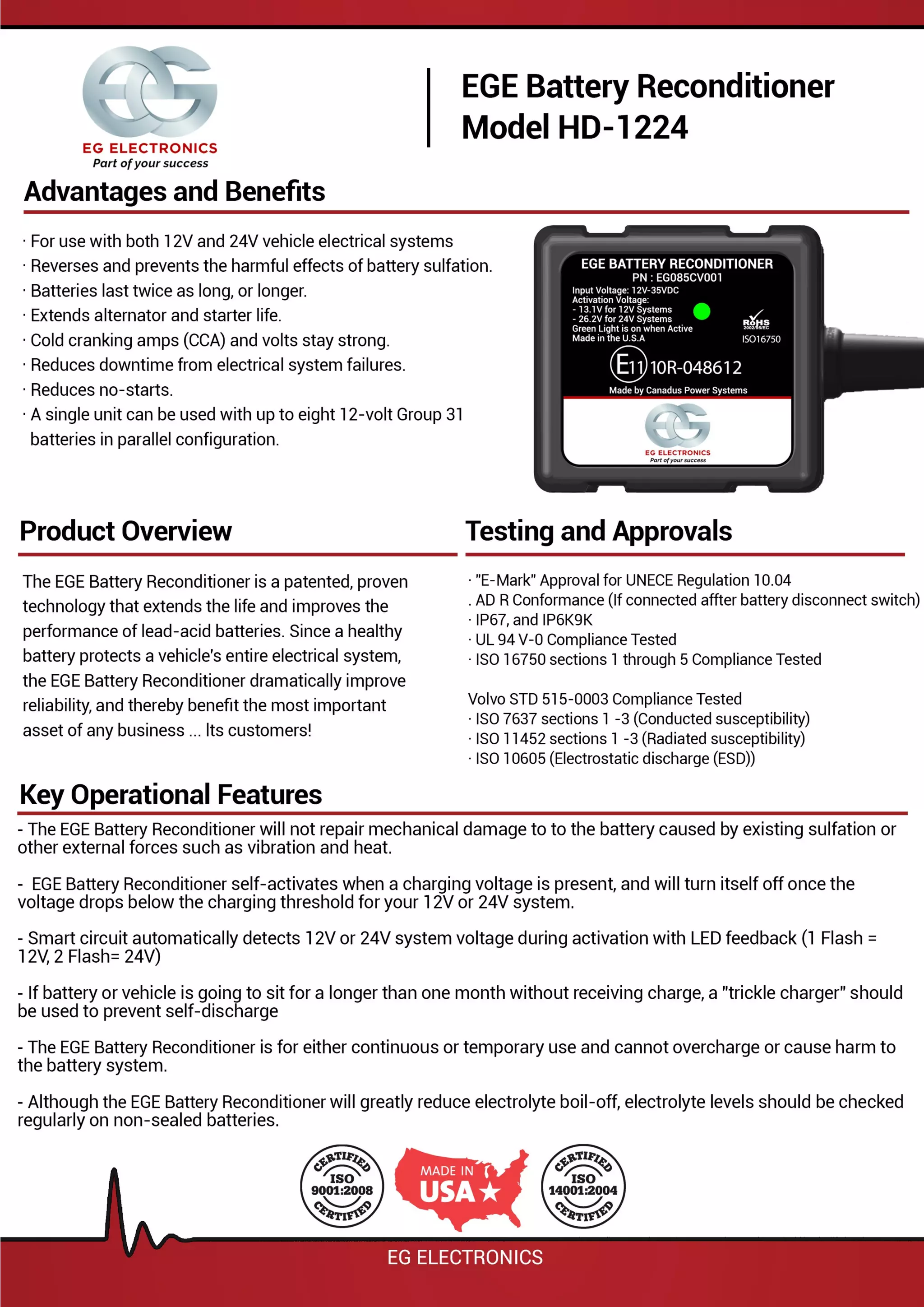 EGE Battery Reconditioner Datasheet | PDF | Consumer Electronics ...