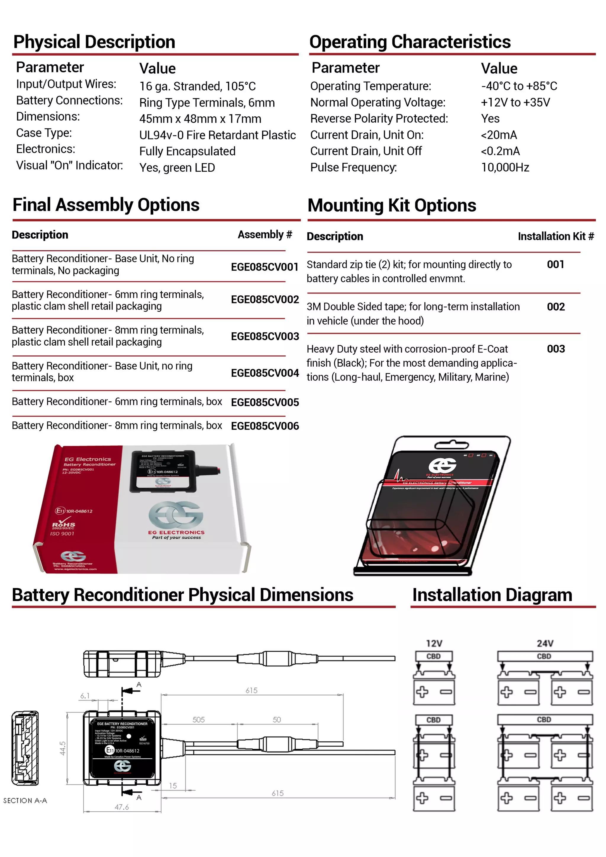 EGE Battery Reconditioner Datasheet | PDF | Consumer Electronics | Technology & Computing
