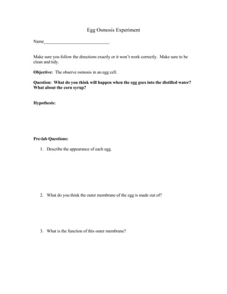 Egg Osmosis Experiment | DOC