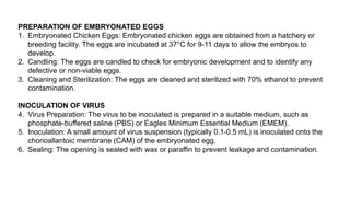 Embryonated egg inoculation culture for virus ppt | PPTX