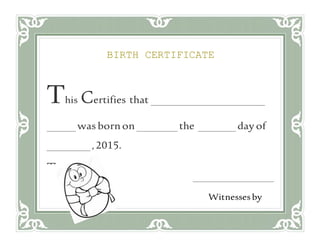 Egg Baby Project: Birth Certificate | DOCX