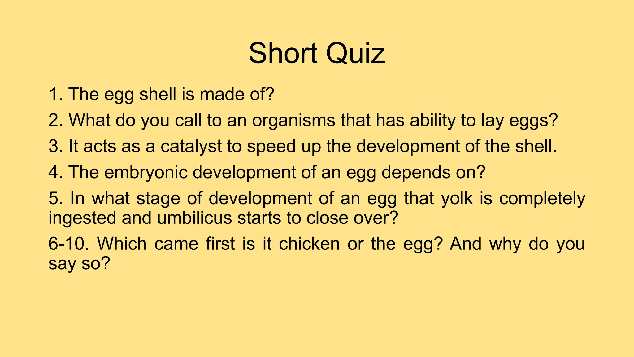 Topic1: The Chicken Egg Biology and Development | PPT