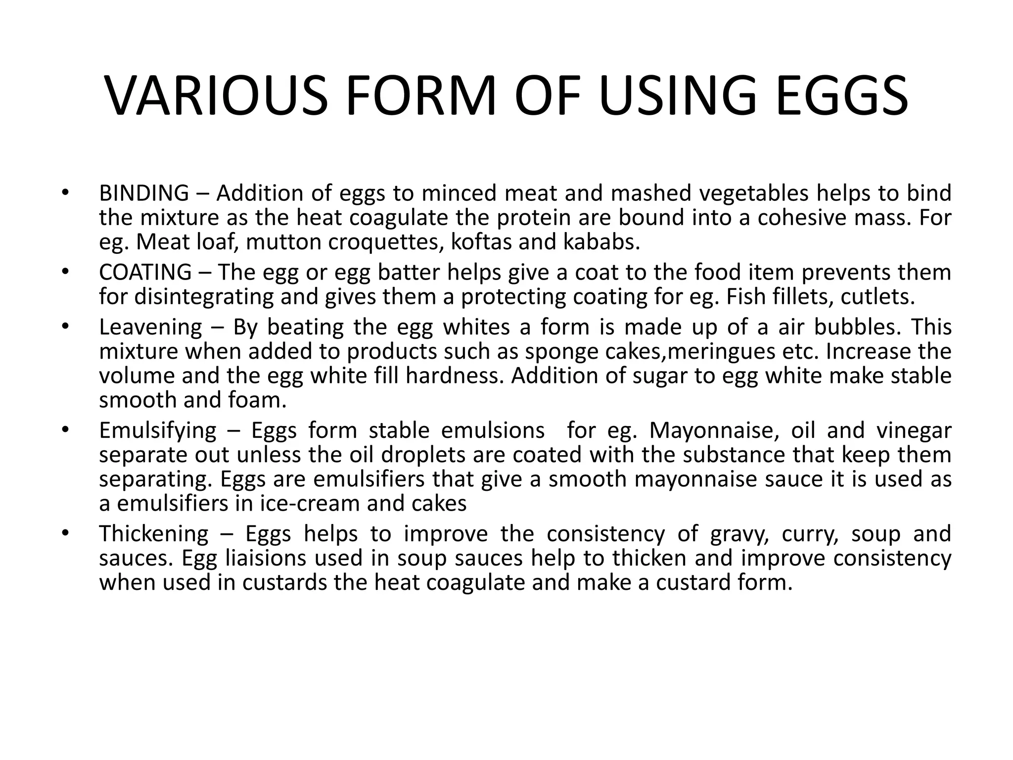 introduction of egg cookery and uses of egg in cookery | PPTX