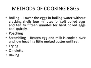 introduction of egg cookery and uses of egg in cookery | PPTX
