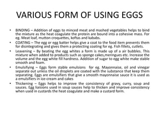 introduction of egg cookery and uses of egg in cookery | PPTX