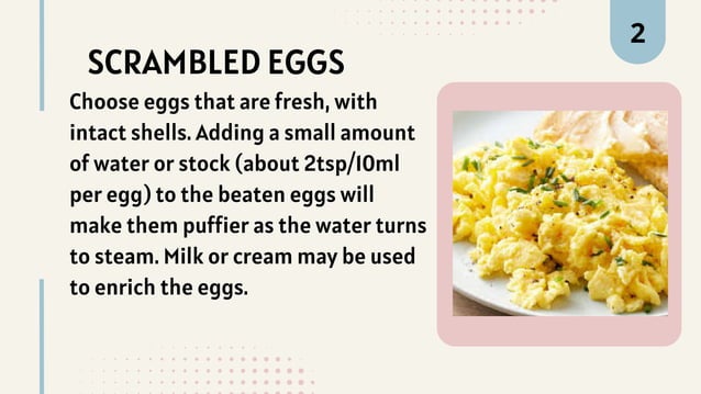 EGG DISHES(T.L.E-10)(standard qualities of fried eggs, types of fried ...