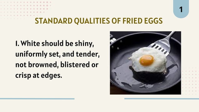 EGG DISHES(T.L.E-10)(standard qualities of fried eggs, types of fried ...