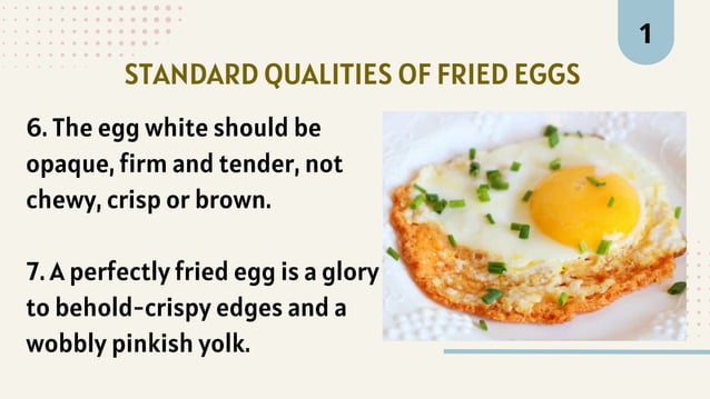 EGG DISHES(T.L.E-10)(standard qualities of fried eggs, types of fried ...