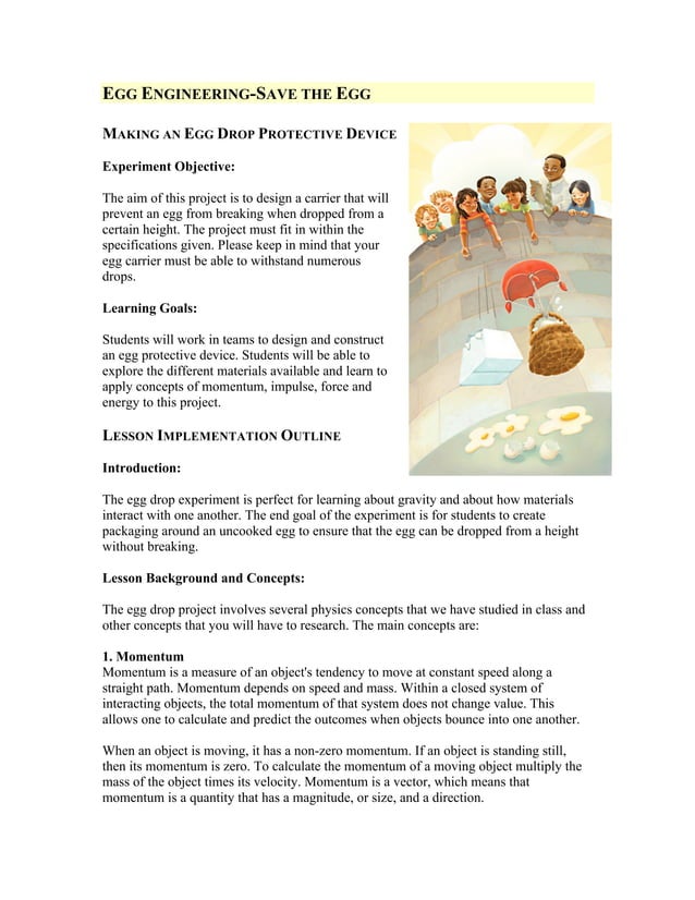 Egg drop lab | PDF | Physics | Science