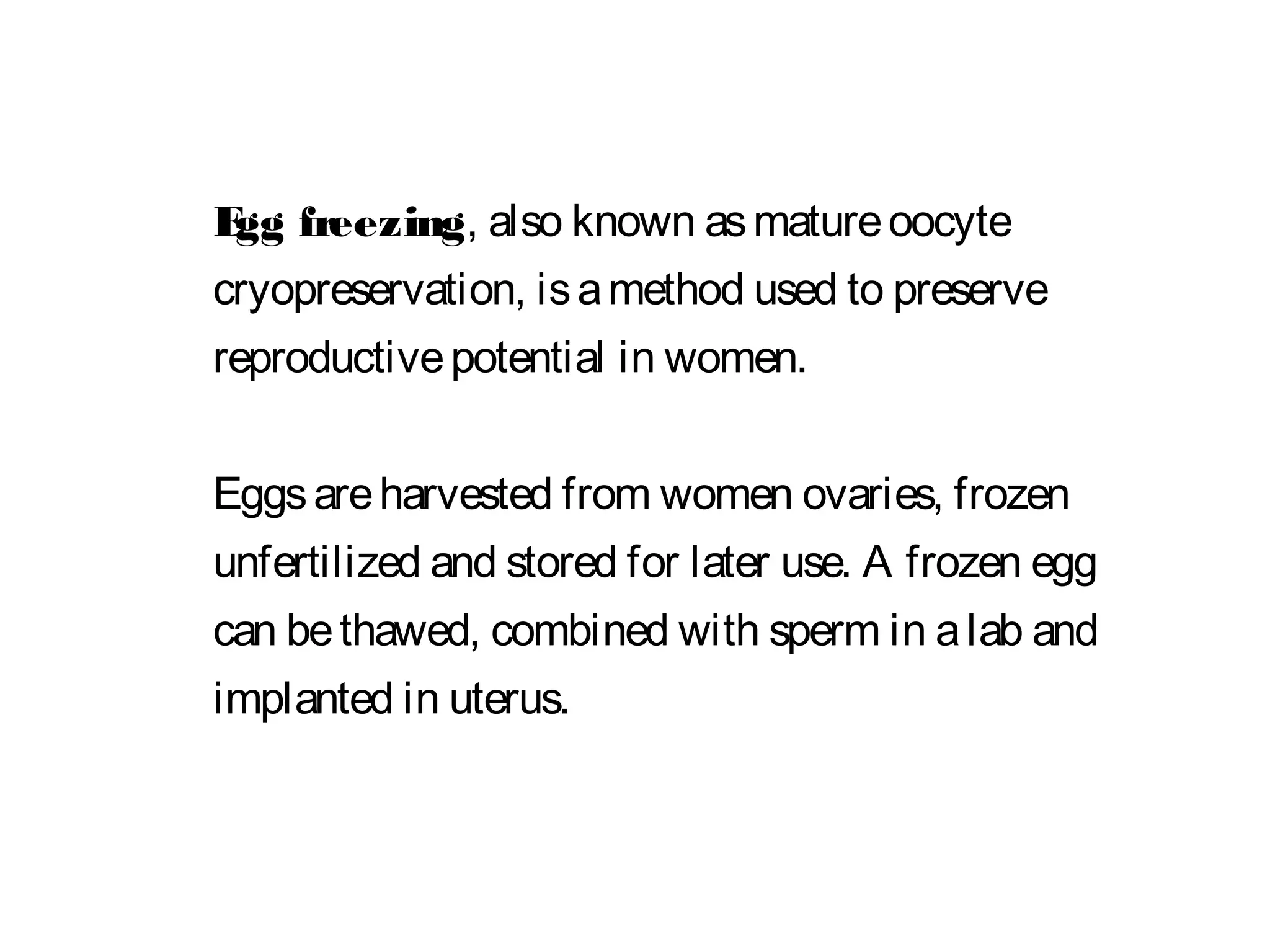 Egg Freezing Process Timeline: IVFLA Fertility | PPT