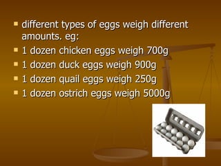 Eggs, mass and mole calculations | PPT