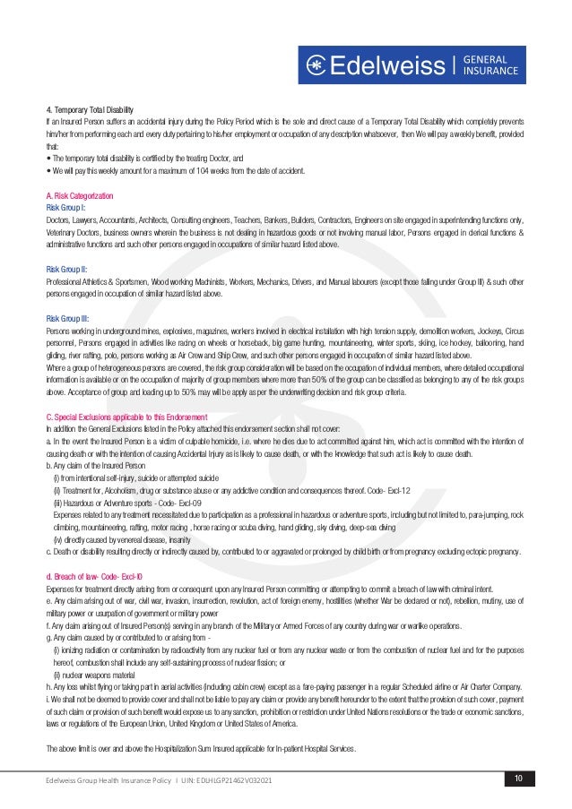Group Health Endorsement By Edelweiss General Insurance | PDF