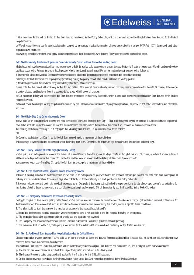 Group Health Endorsement By Edelweiss General Insurance | PDF
