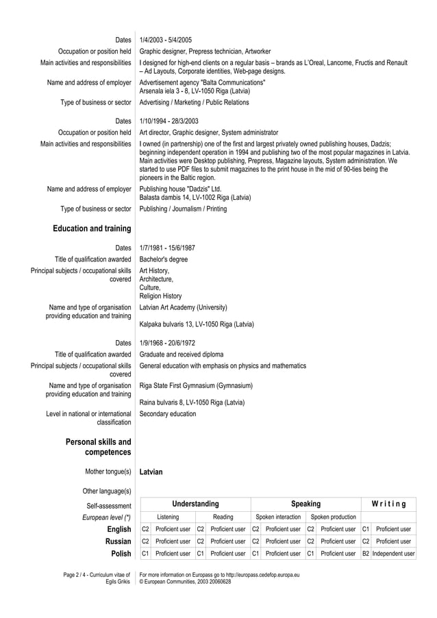 Egils Grikis Cv | PDF