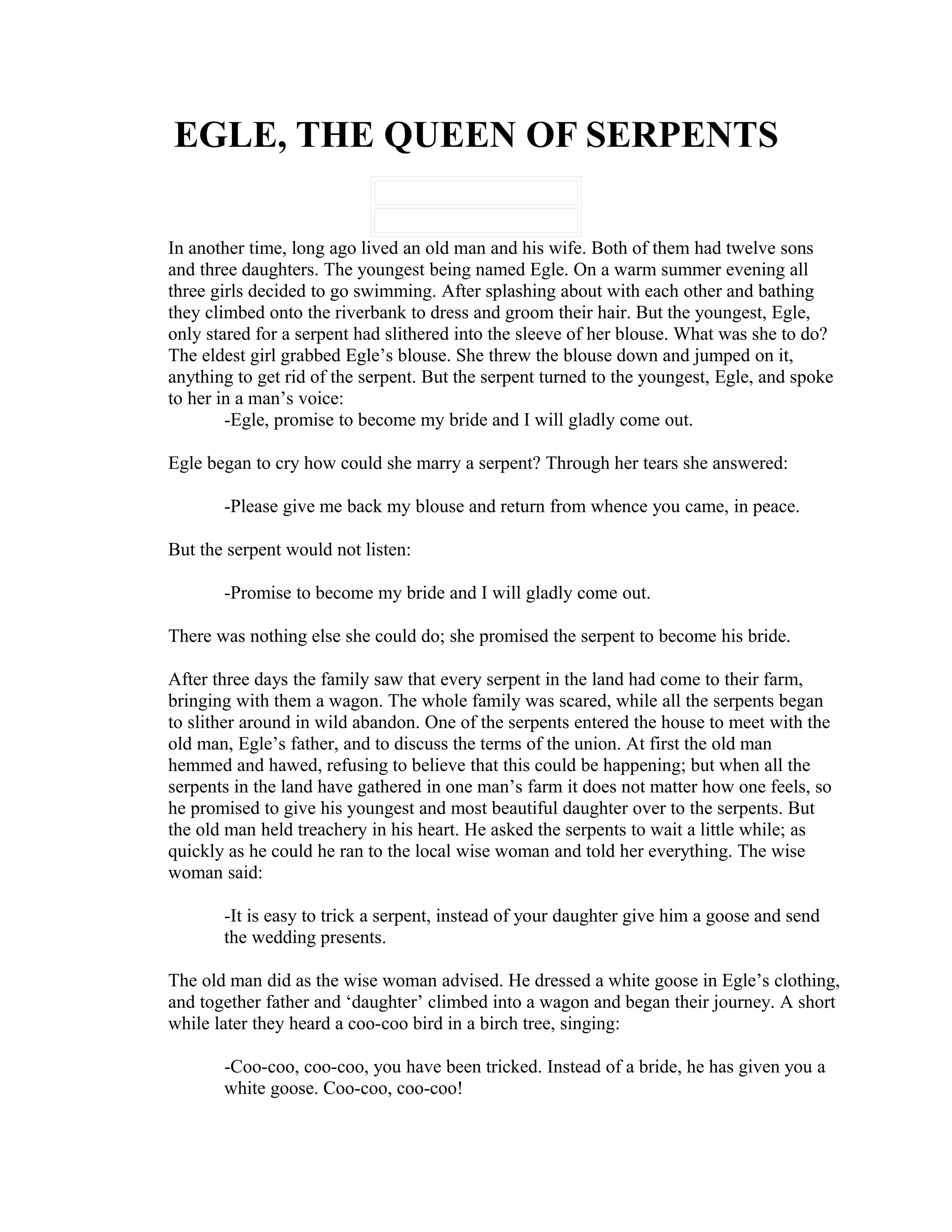 Egle, the queen of serpents | PDF