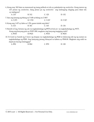 K to 12 EGMA MATHEMATICS 3 Reviewer | PDF
