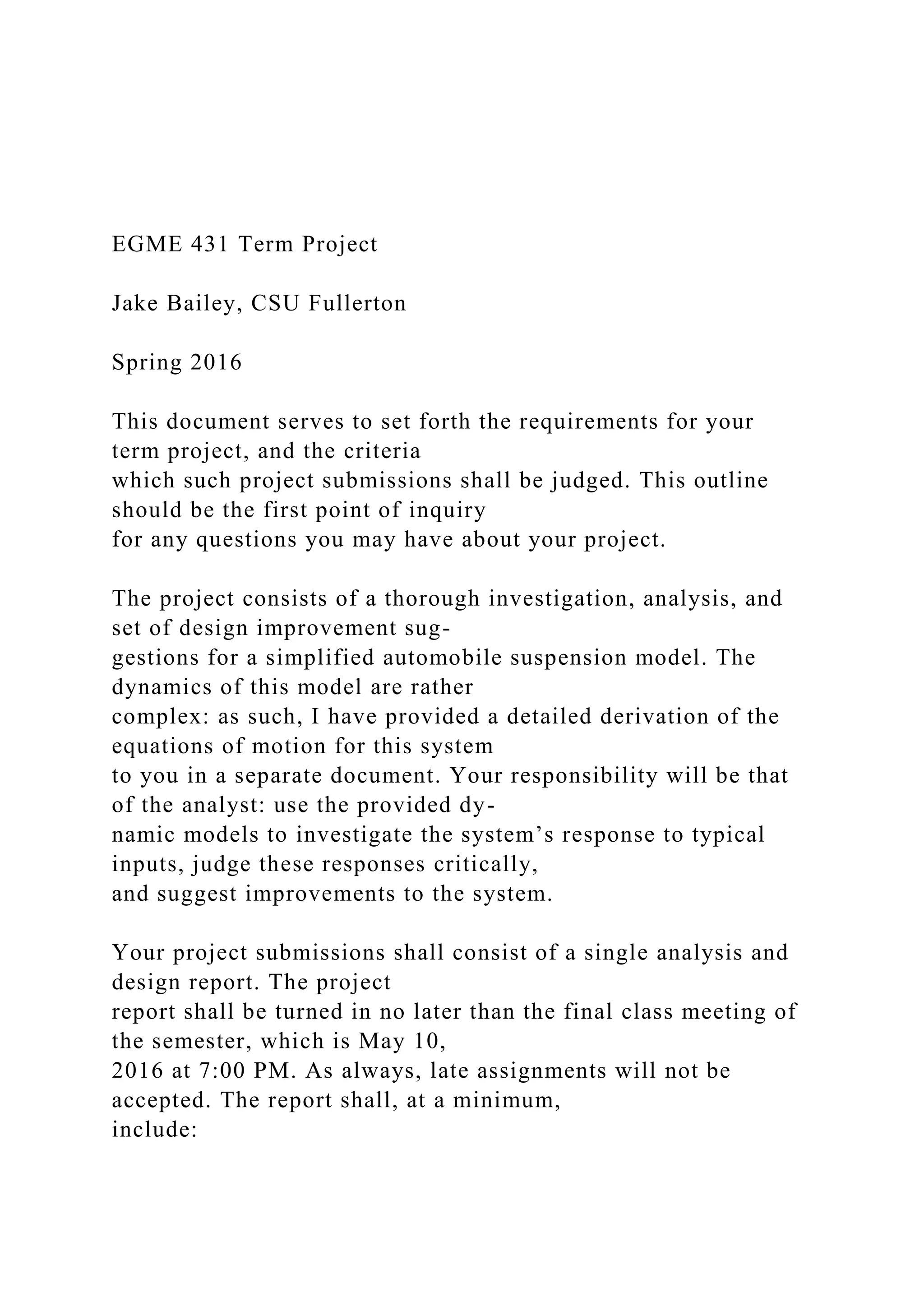 EGME 431 Term ProjectJake Bailey, CSU FullertonSpring .docx