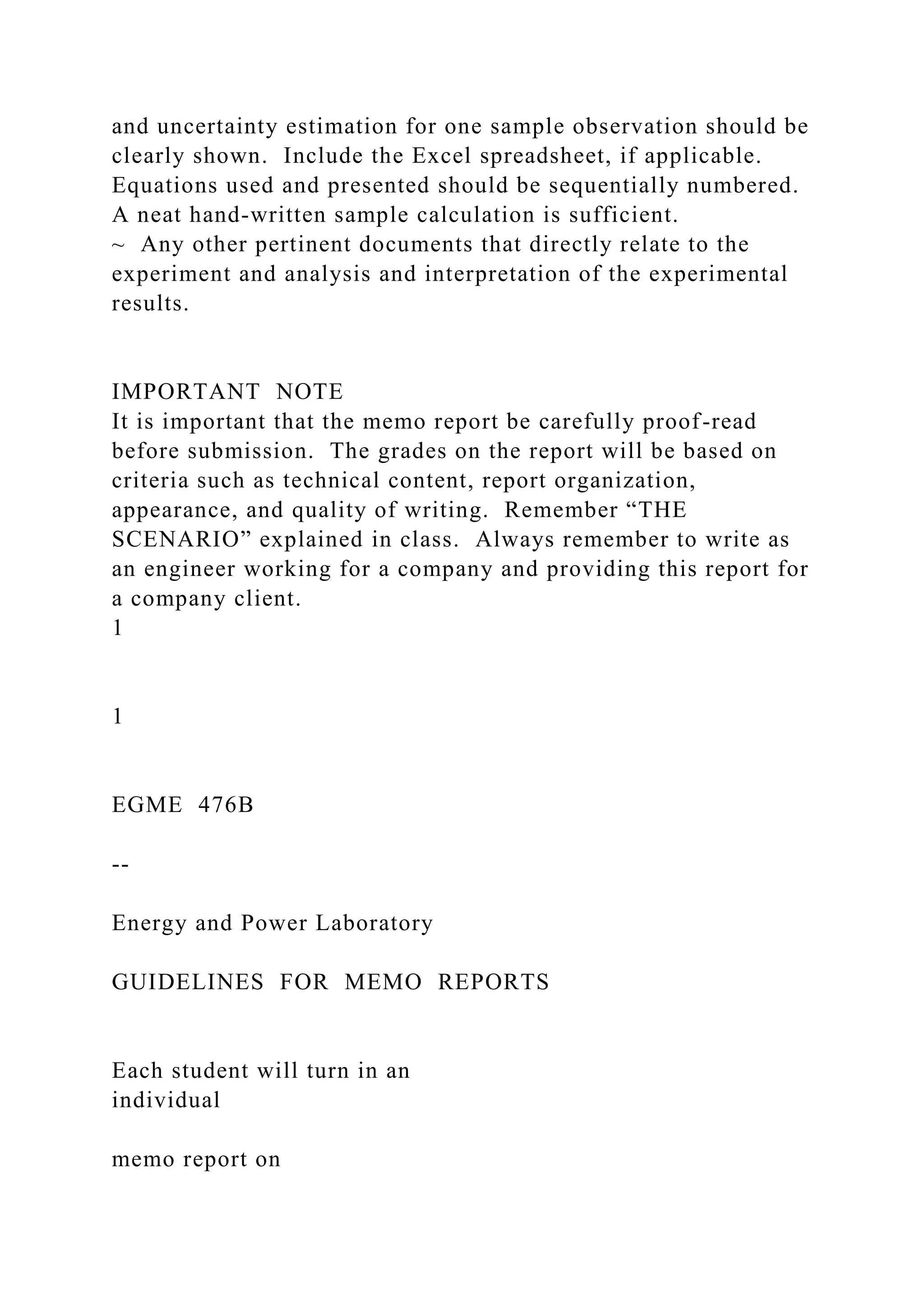 EGME 476B -- Energy and Power LaboratoryGUIDELINES FOR MEMO .docx