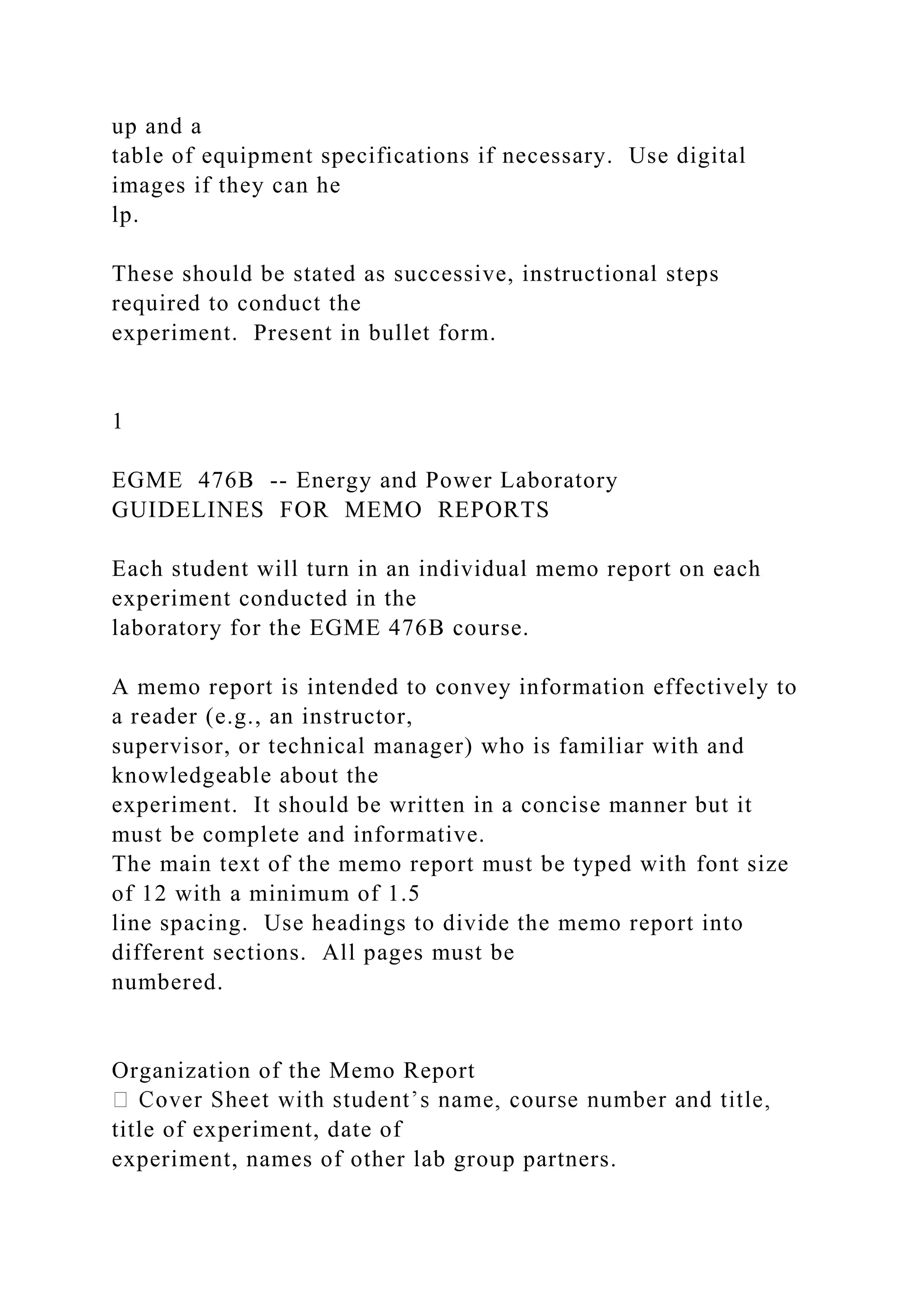 EGME 476B -- Energy and Power LaboratoryGUIDELINES FOR MEMO .docx