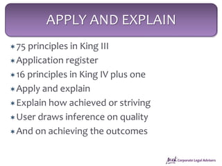 King IV a value add to business | PPTX