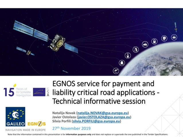 EGNOS service for payment and liability critical road applications | PPT